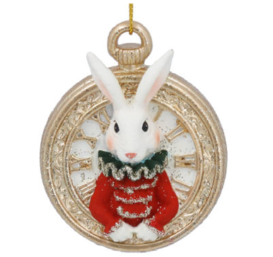 Resin White Rabbit on Pocket Watch Decoration – Marina Homeware